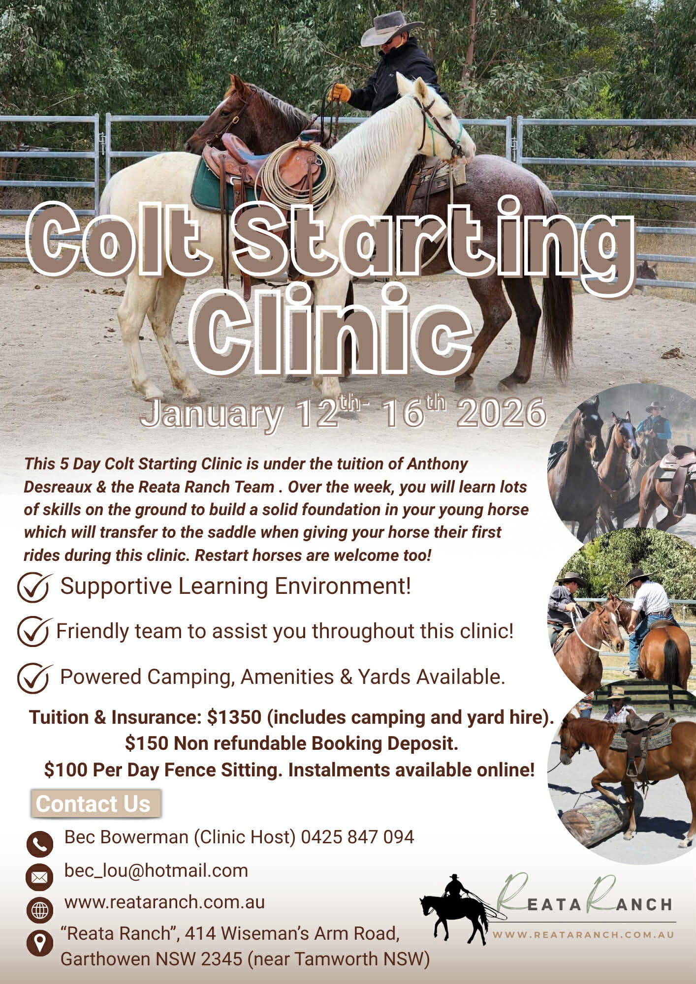 5 Day Colt Start – JAN 2026- Tamworth NSW – Reata Ranch Horsemanship